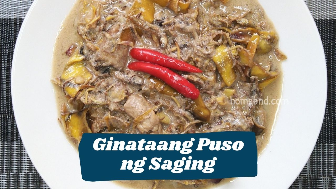 Ginataang Puso ng Saging with Dilis