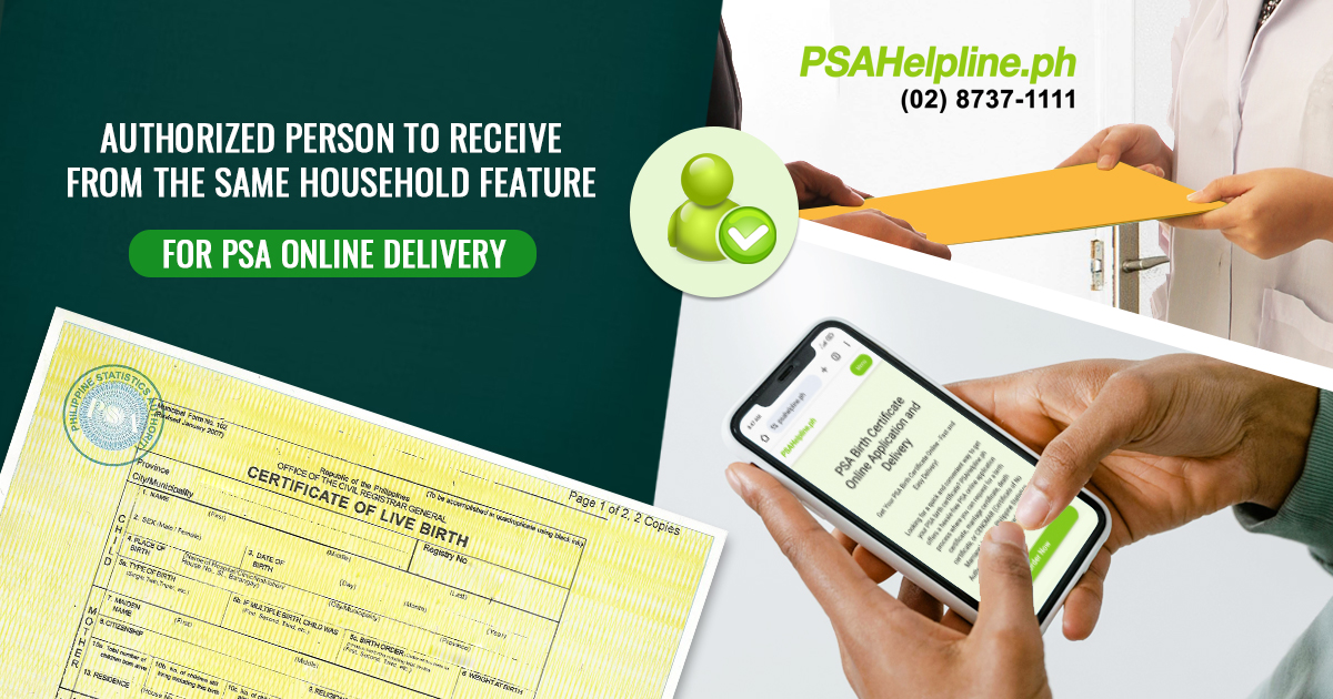 PSA Online Delivery Authorized Person to Receive option