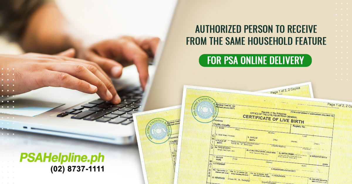 PSA Online Delivery Authorized Person to Receive option